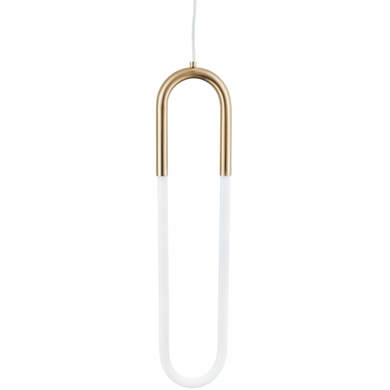 Stylizowa Lampa wisząca designerska U-shape 13 LED biało-mosiężna Step ...