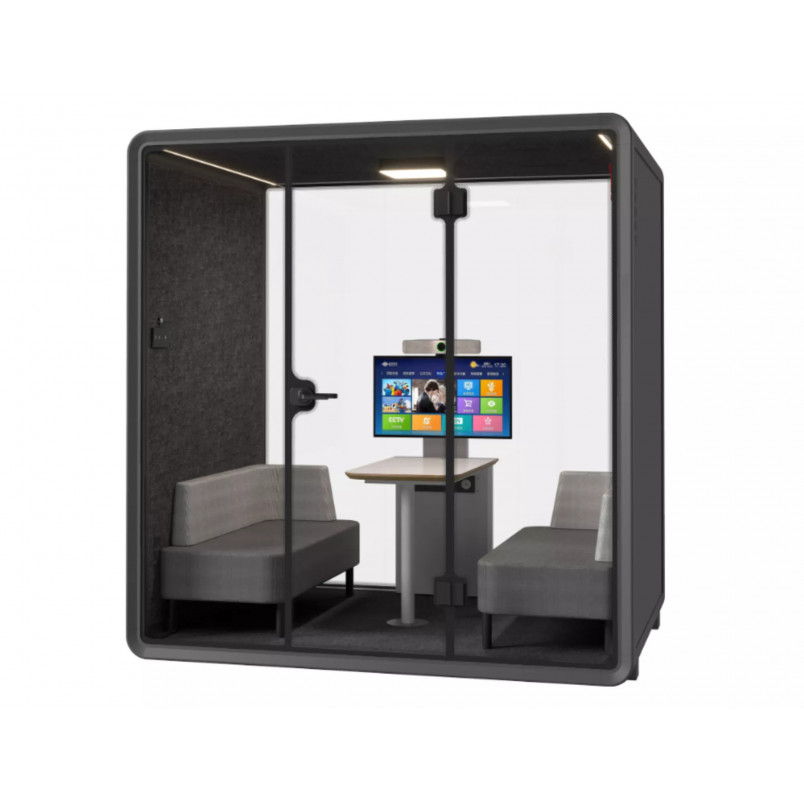 Czarna Kabina Akustyczna 4-osobowa Large Zone ST | Miejsce na Ważne Rozmowy